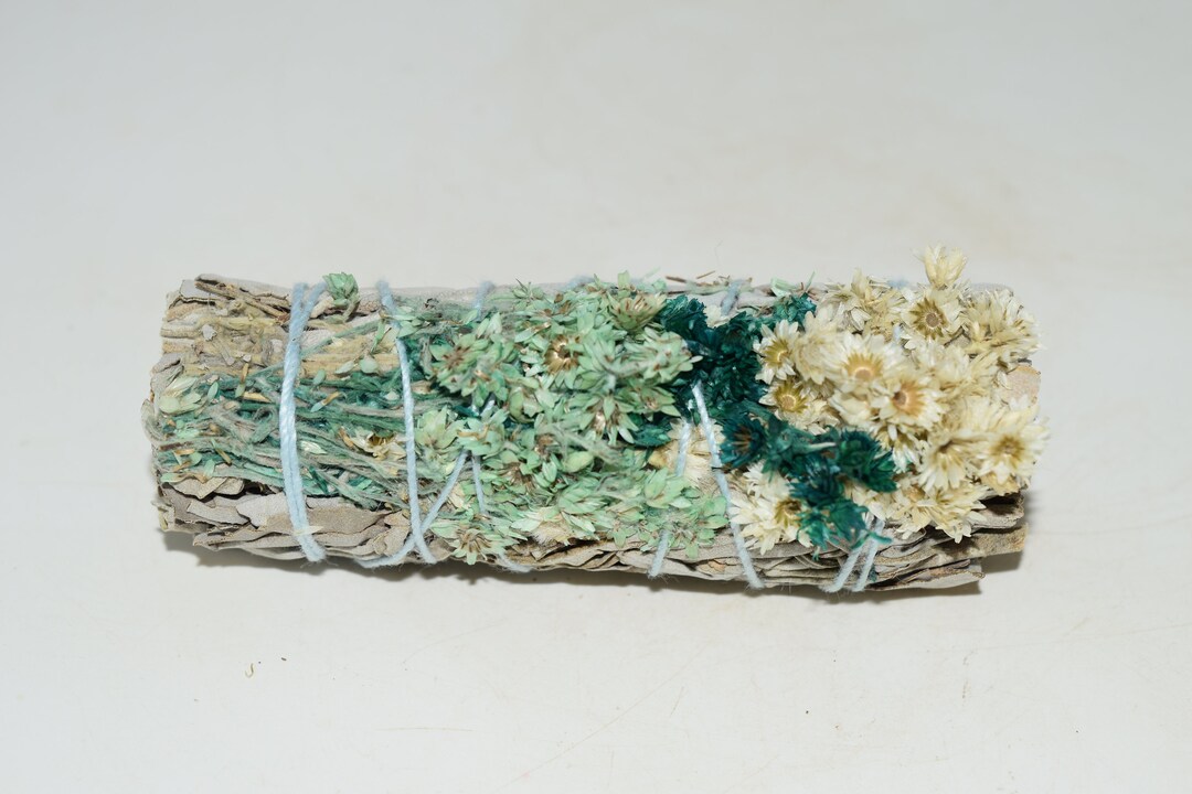 White Sage, Green & Blue Mullein Smudge Stick Blessings, Clear Negative ...