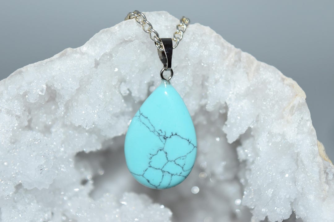 Colgante de cristal turquesa cristal, piedra, colección de roca, piedra ...
