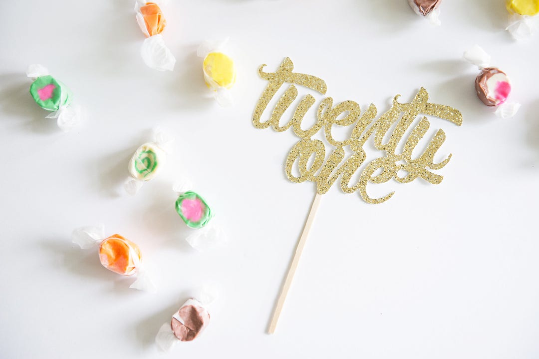 Twenty One Cake Topper, for Wedding Anniversary, Twenty First Birthday ...