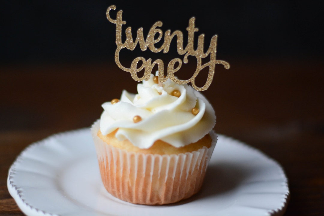 Twenty One Cupcake Topper, Happy Birthday, Macaroon, Pie, Pudding ...