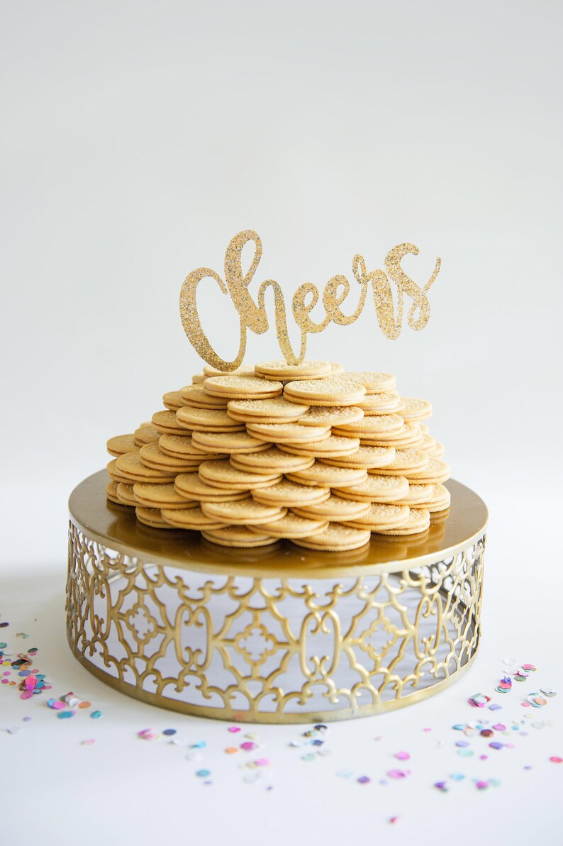Cheers Cake Topper for Adult Kid Birthday Glitter Party | Etsy