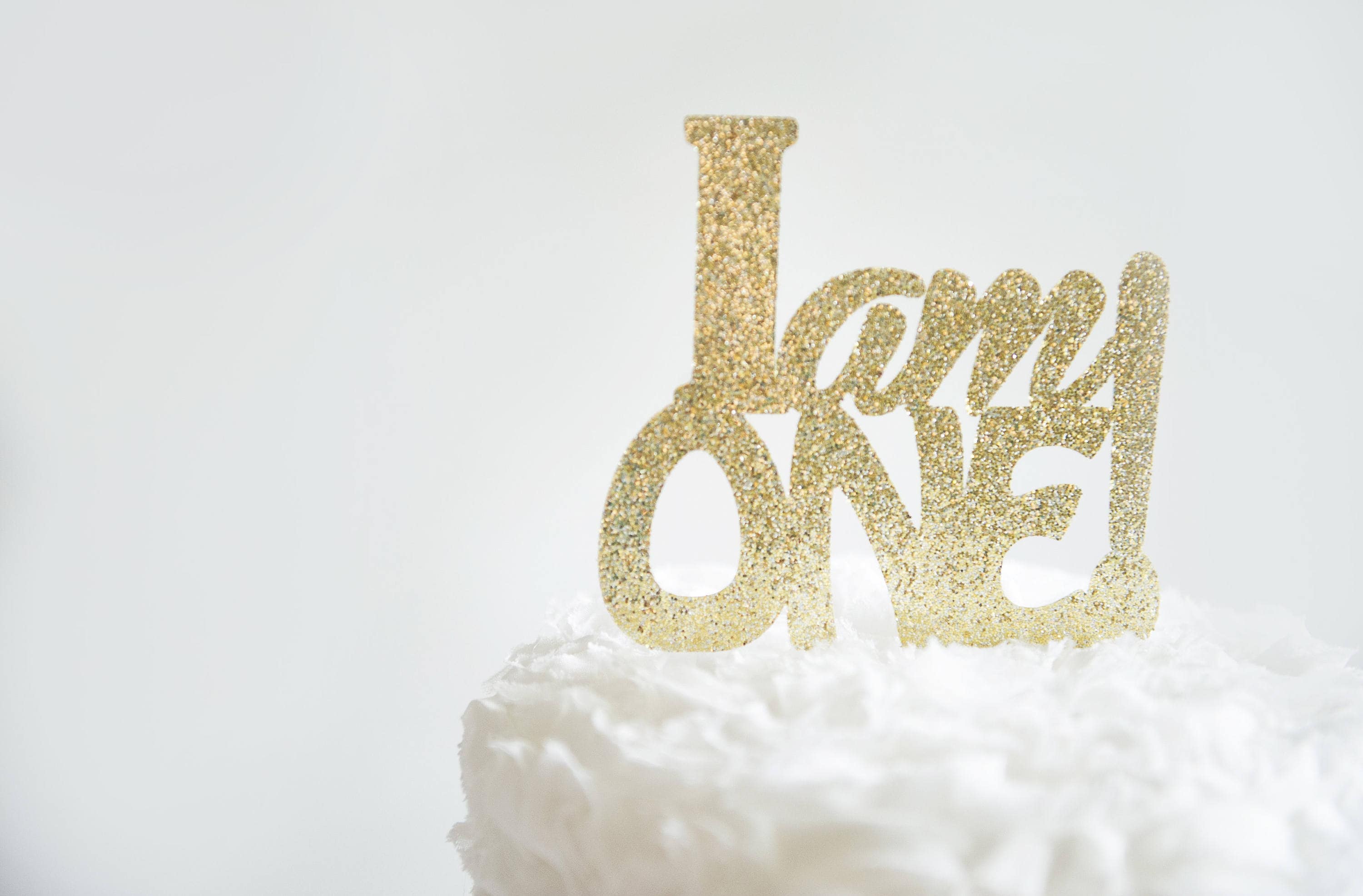 I AM ONE Cake Topper Happy Birthday Glitter Party - Etsy