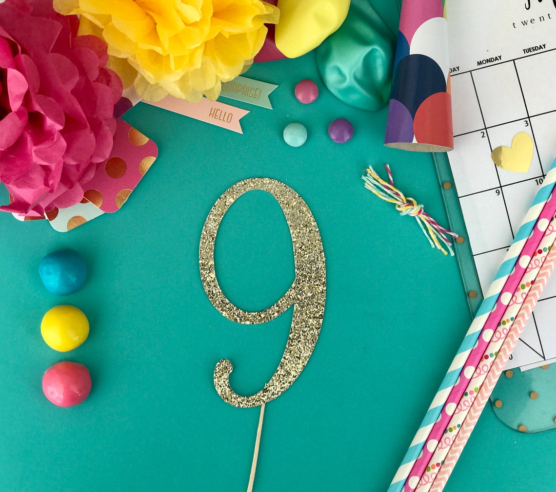 9 Cake Topper Glitter Party Decorations for Adult Girl Boy | Etsy