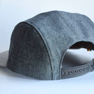 Greyish Blue Snapback Hat, Cotton 5 Panel Hat, Light Blue Brim Baseball ...