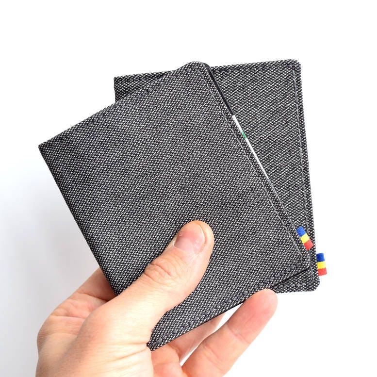 Gray Cotton Wallet. Vegan Wallet. Slim Wallet. Thin Wallet. - Etsy