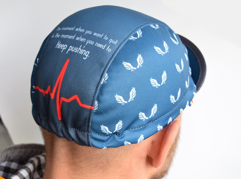 Blue cycling cap with motivational quote print Spandex cycle | Etsy