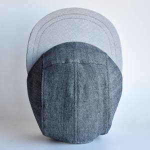 Greyish Blue Snapback Hat, Cotton 5 Panel Hat, Light Blue Brim Baseball ...