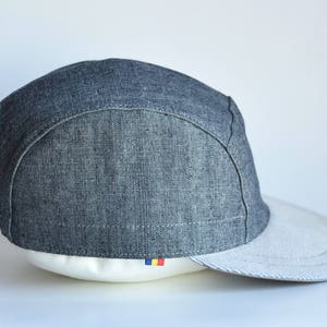 Greyish Blue Snapback Hat, Cotton 5 Panel Hat, Light Blue Brim Baseball ...