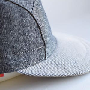 Greyish Blue Snapback Hat, Cotton 5 Panel Hat, Light Blue Brim Baseball ...