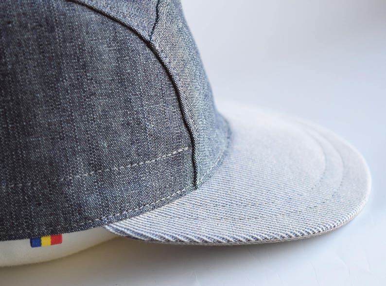 Greyish Blue Snapback Hat Cotton 5 Panel Hat Light Blue Brim | Etsy