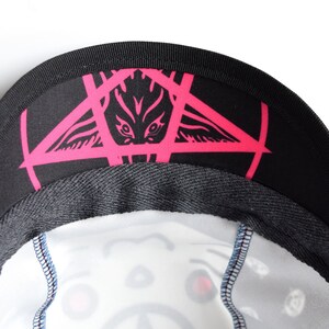 Black Cycling Cap With Satanic Cat Print, Spandex Cycle Hat, Pentagram ...