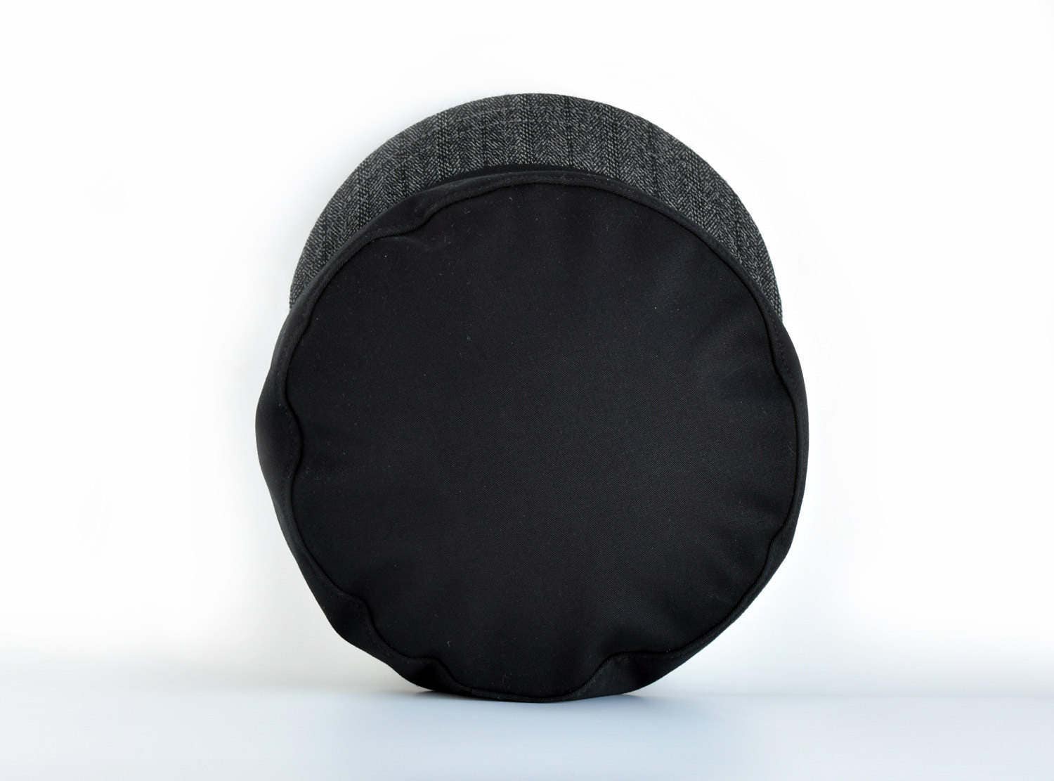Black Kepi Cycling Cap, Army Style Cotton Hat, Short Grey Wool Brim - Etsy