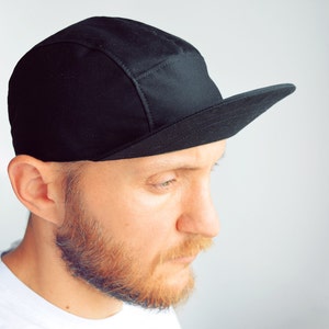 Black Snapback Hat, 5 Panel Hat, All Black Baseball Cap, Snap Back Cap ...