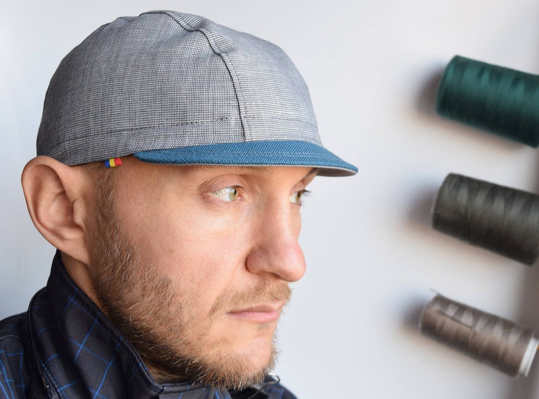 Light Grey and Teal Cap, Short Brim Classical 3 Panel - Etsy