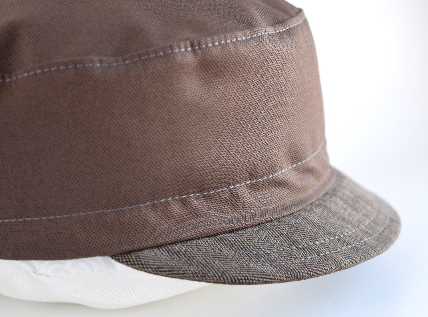 Brown kepi cycling cap Army style cap Short brim Cotton | Etsy