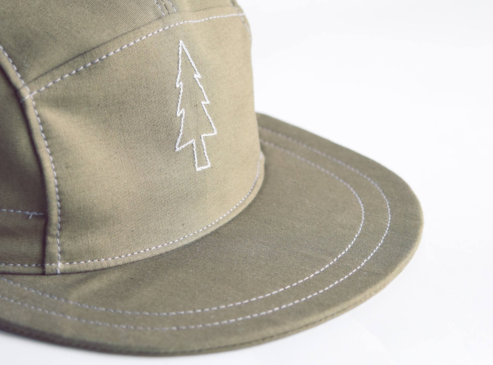 Embroidered 5 Panel Hat Pine Tree Embroidery Khaki Hat - Etsy