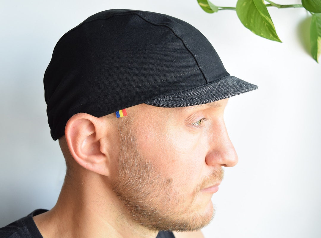 Kepi Cycle Cap, Black and Grey Hat, Bicycle Cap, Cycle Hat, Handmade in ...
