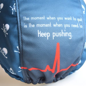 Blue Cycling Cap With Motivational Quote Print, Spandex Cycle Hat, Keep ...