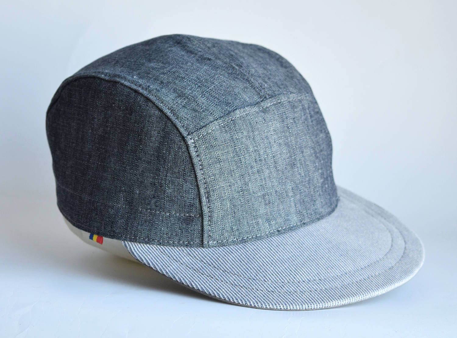 Greyish Blue Snapback Hat Cotton 5 Panel Hat Light Blue Brim - Etsy