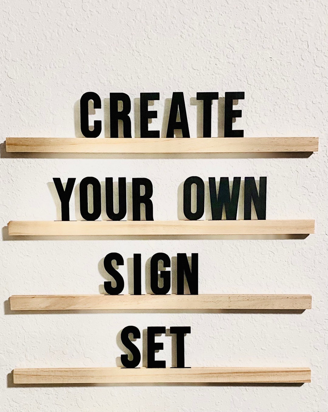 Wood Letters With 4 Bases, Custom Word Shelf Sign, Includes 159 Letters ...