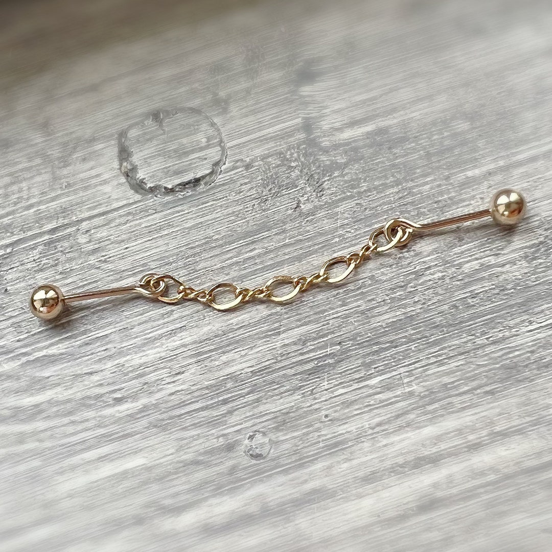 Dainty 14k Gold Filled Industrial Barbell Piercing: Sterling Silver ...