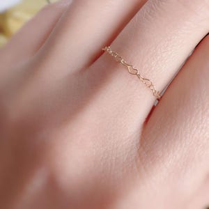 Dainty Tiny Heart Chain Ring-14k Gold Filled-cute Dainty Chain Ring - Etsy