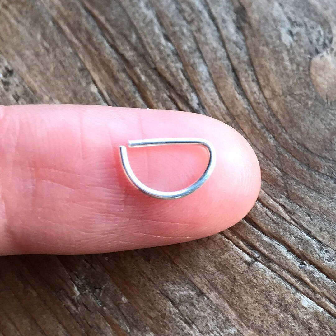 D Shape 925 Sterling Silver Retainer Earring for Multiple Piercings - Etsy