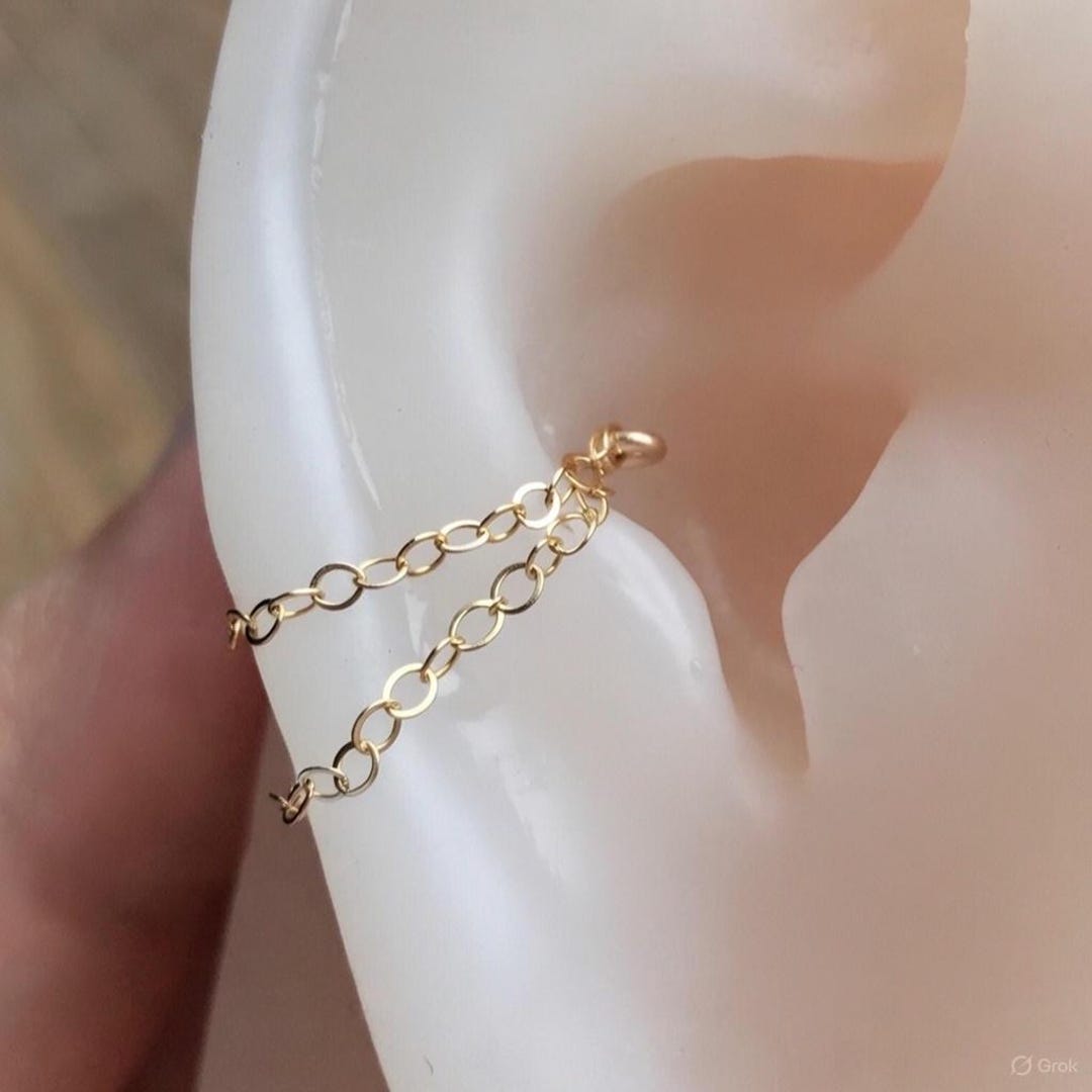 Double Chain Conch Dangle Earring Gold Silver - Etsy