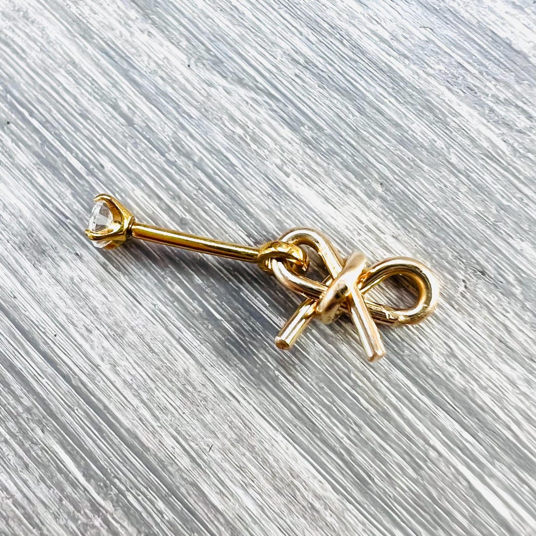 Handcrafted Rope Bow Knot Tie Vertical Helix Barbell Dangle Helix ...