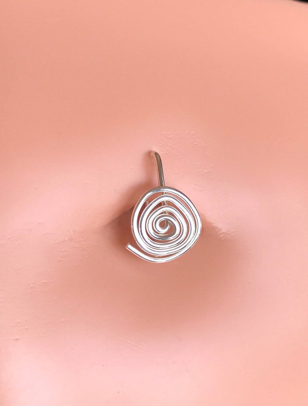 Silver Round Spiral Belly Button Piercing 18 Gauge/1.0mm-925 Sterling ...