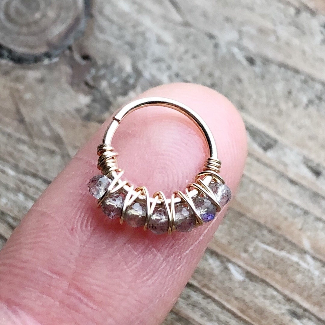 Labradorite Hoop Piercing Ring Cartilage Tragus Rook Daith Helix Nose ...