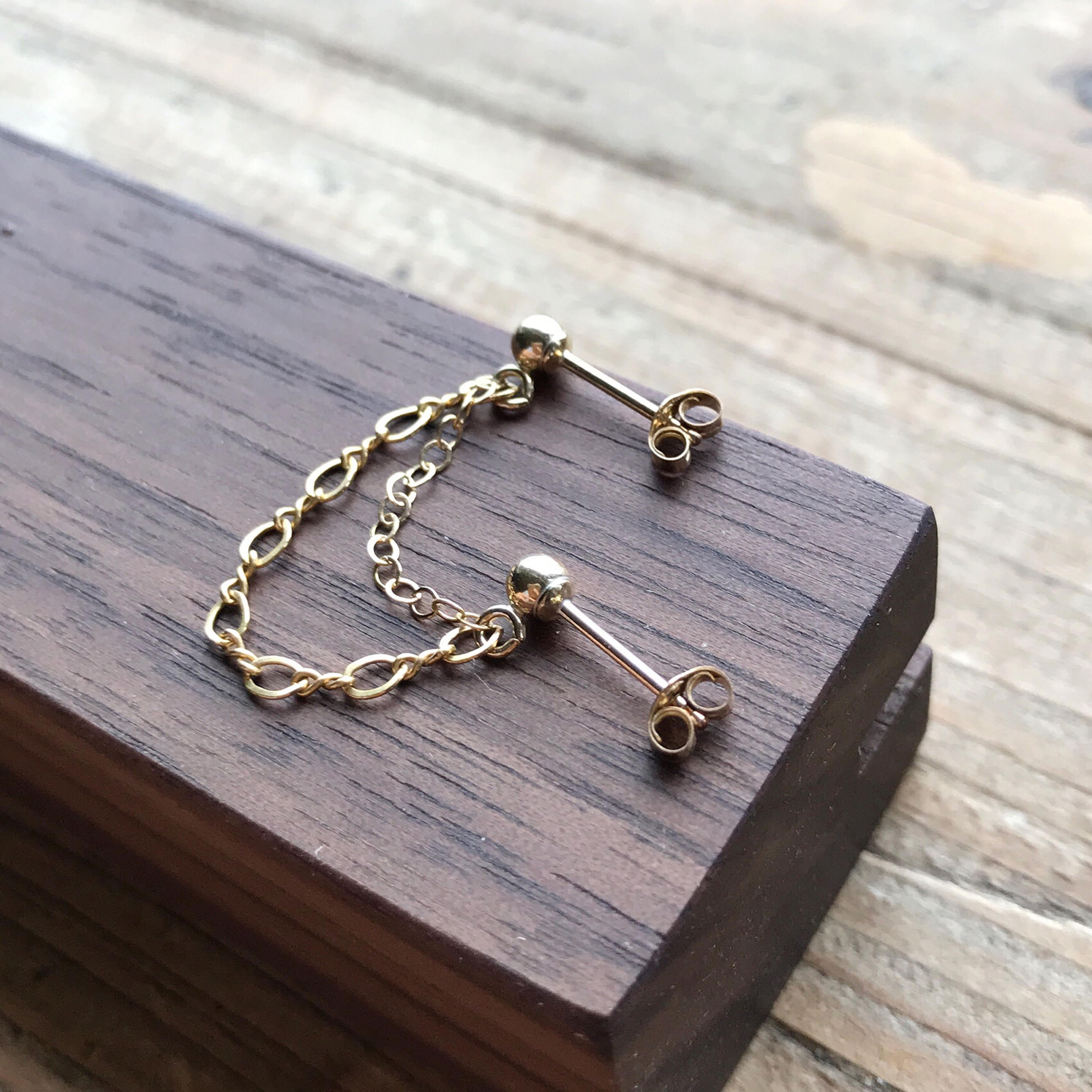 14k Gold Filled/925 Sterling Silver-2 Holes Double Chains Lobe - Etsy