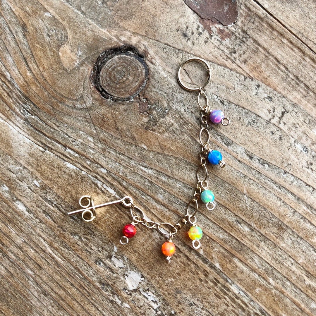 14k Gold Filled Cartilage Lobe Chain Earring Hoop-14k Gold Filled ...