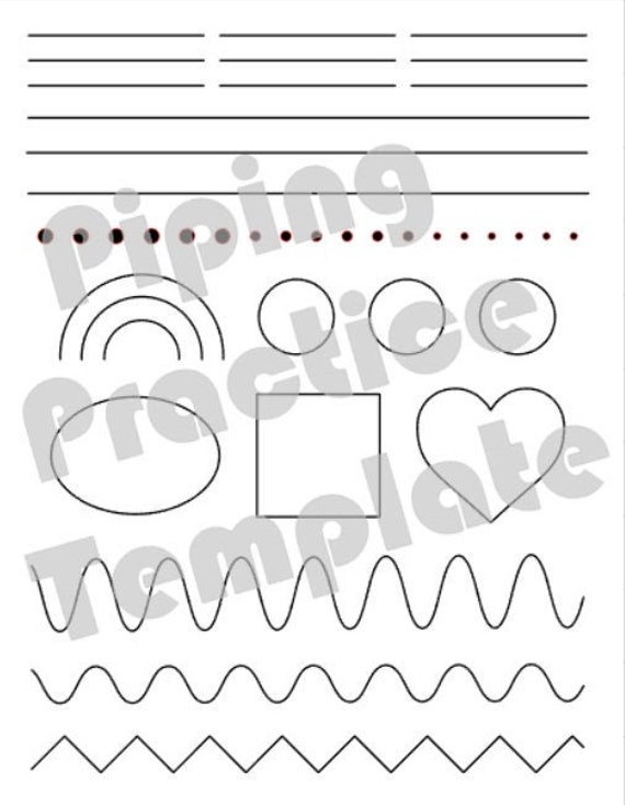 Royal Icing Beginner Piping Guide Practice Sheet Template - Etsy