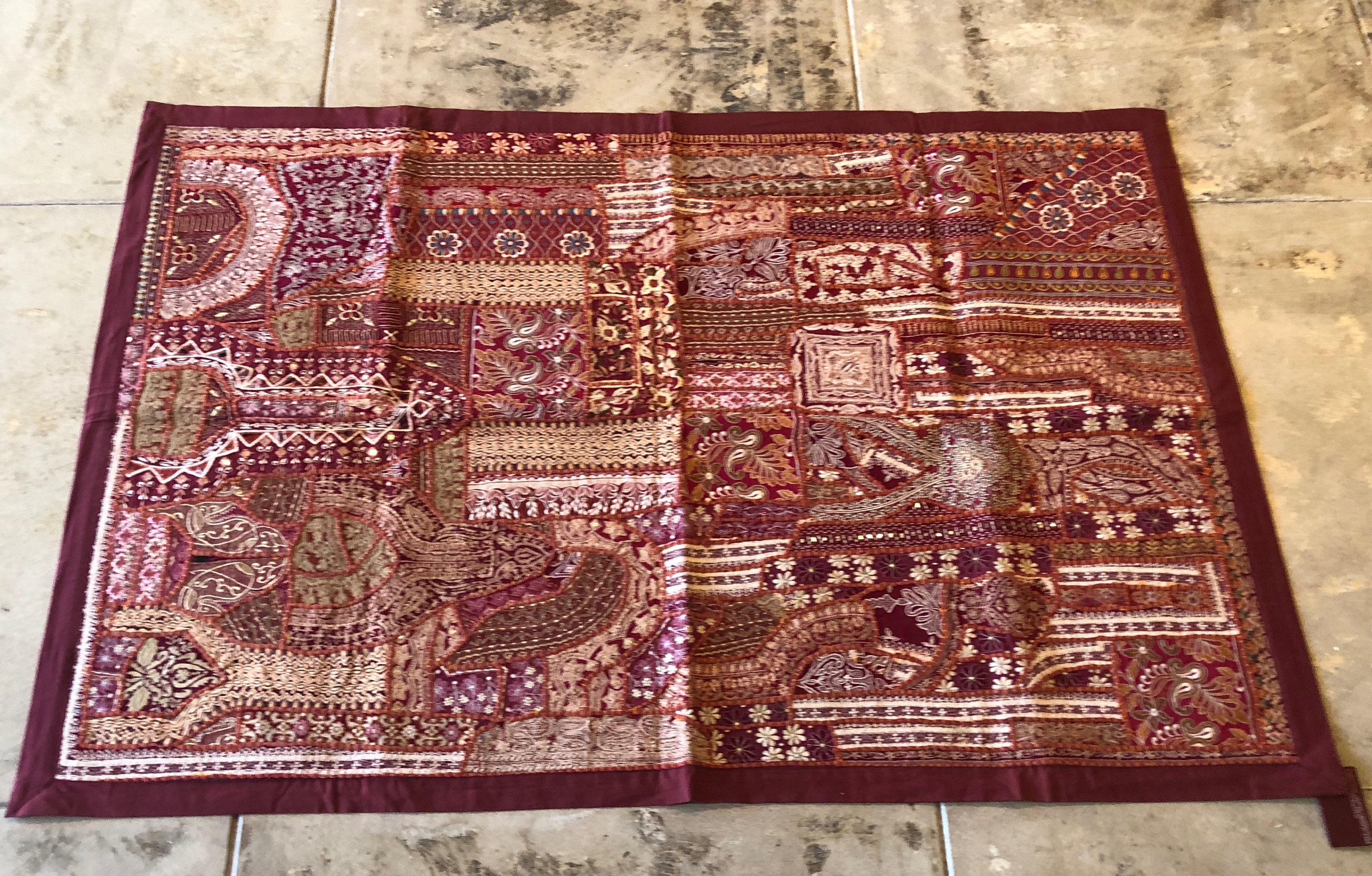 Eggplant Bohemian patchwork tapestries, Multi color, Wall Hanging ...