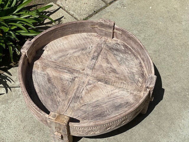 Vintage Ottoman, Chakki, Indian Hand carved grinder table, chakki table ...