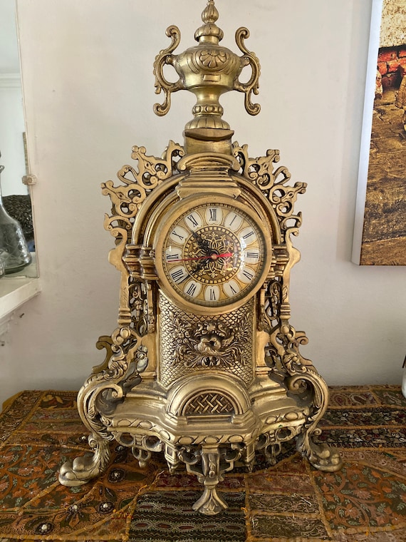 Vintage Large Brass Clock Standing Clock - Etsy