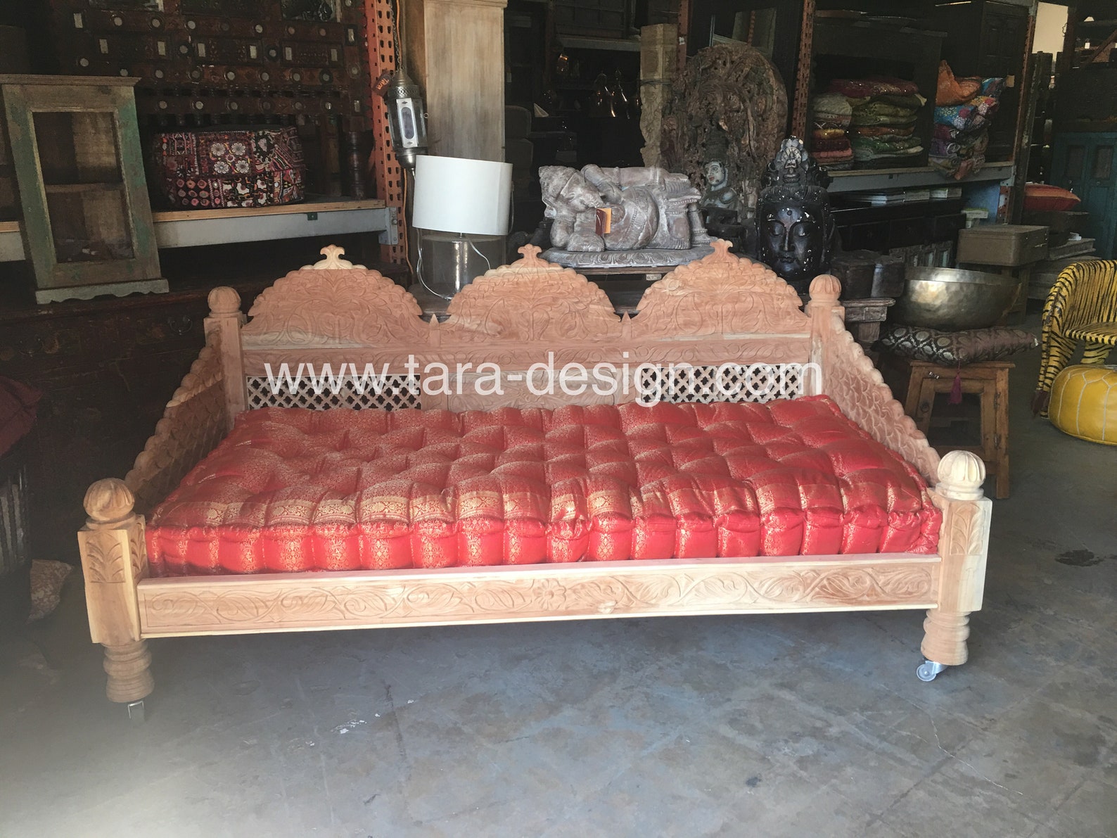 Neutral Wood Triple Arch Jhula Sofa Daybed Carved Sofa - Etsy