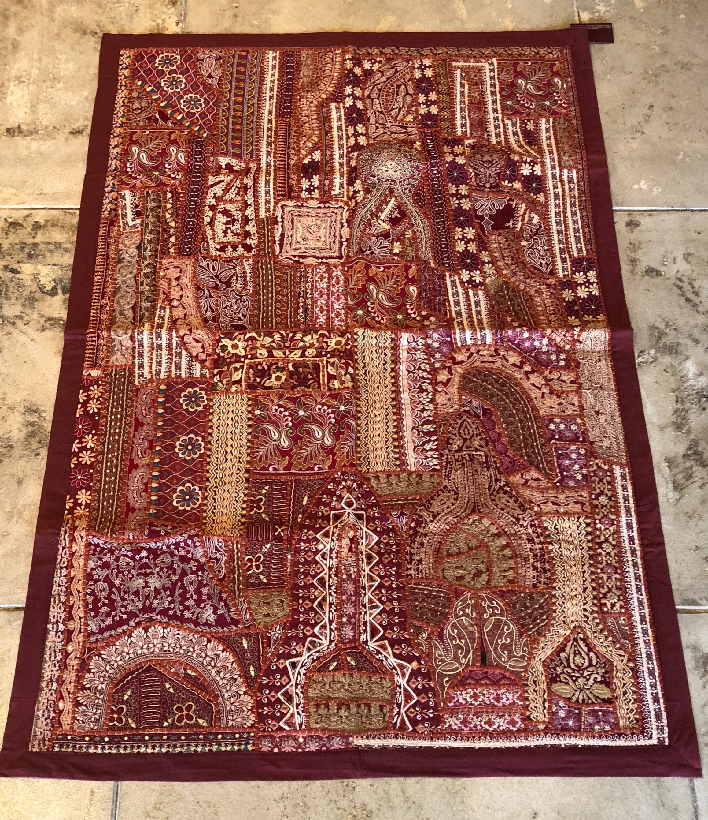 Eggplant Bohemian patchwork tapestries, Multi color, Wall Hanging ...