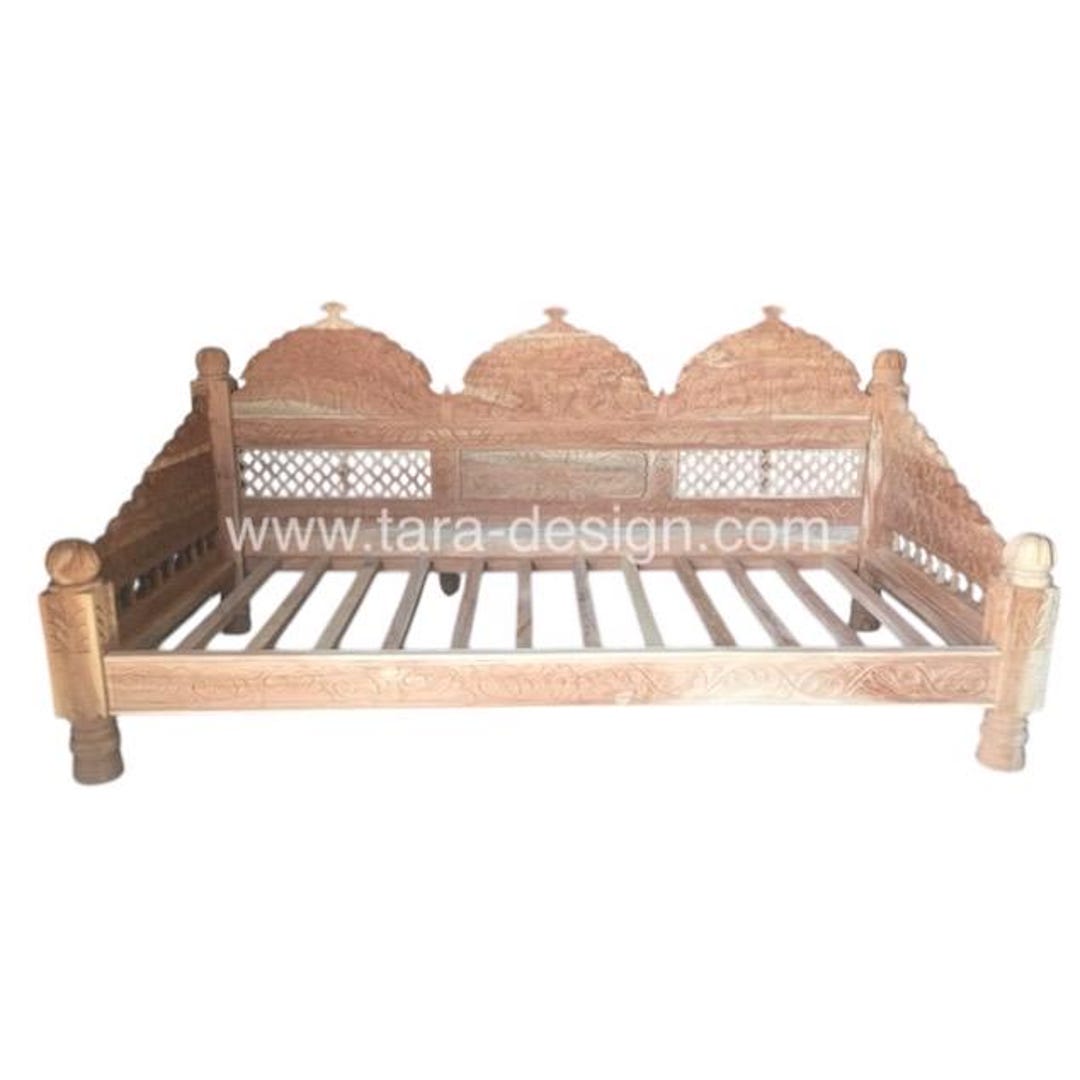 Carved Indian Neem Wood Daybed: Bohemian Jhula Sofa - Etsy