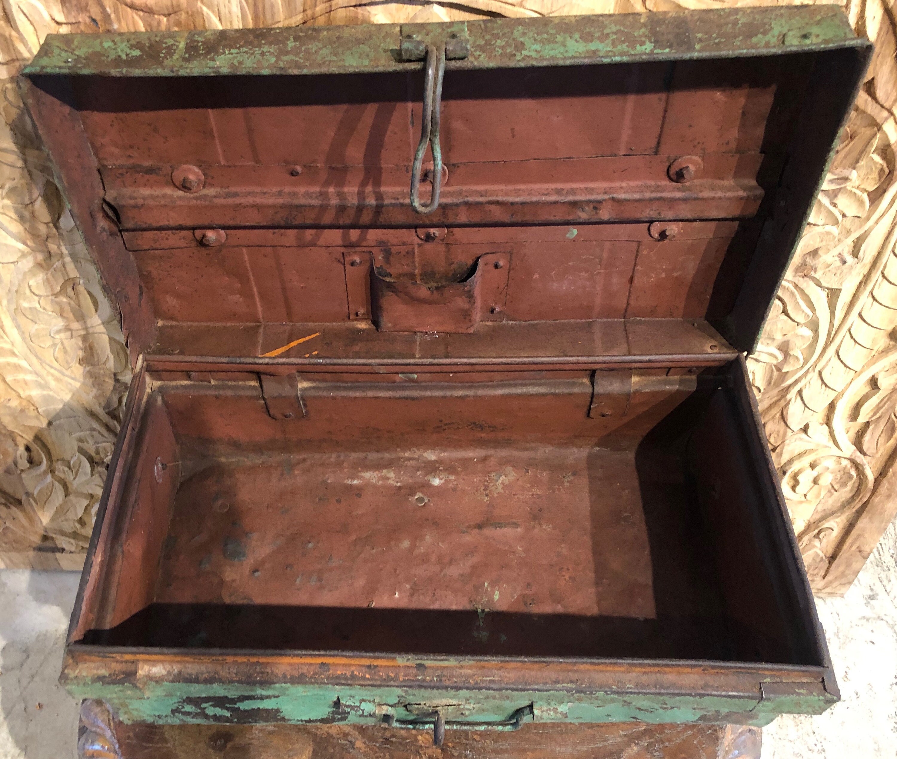 Distress Metal indian vintage Tool box, suitcase, storage, money box ...