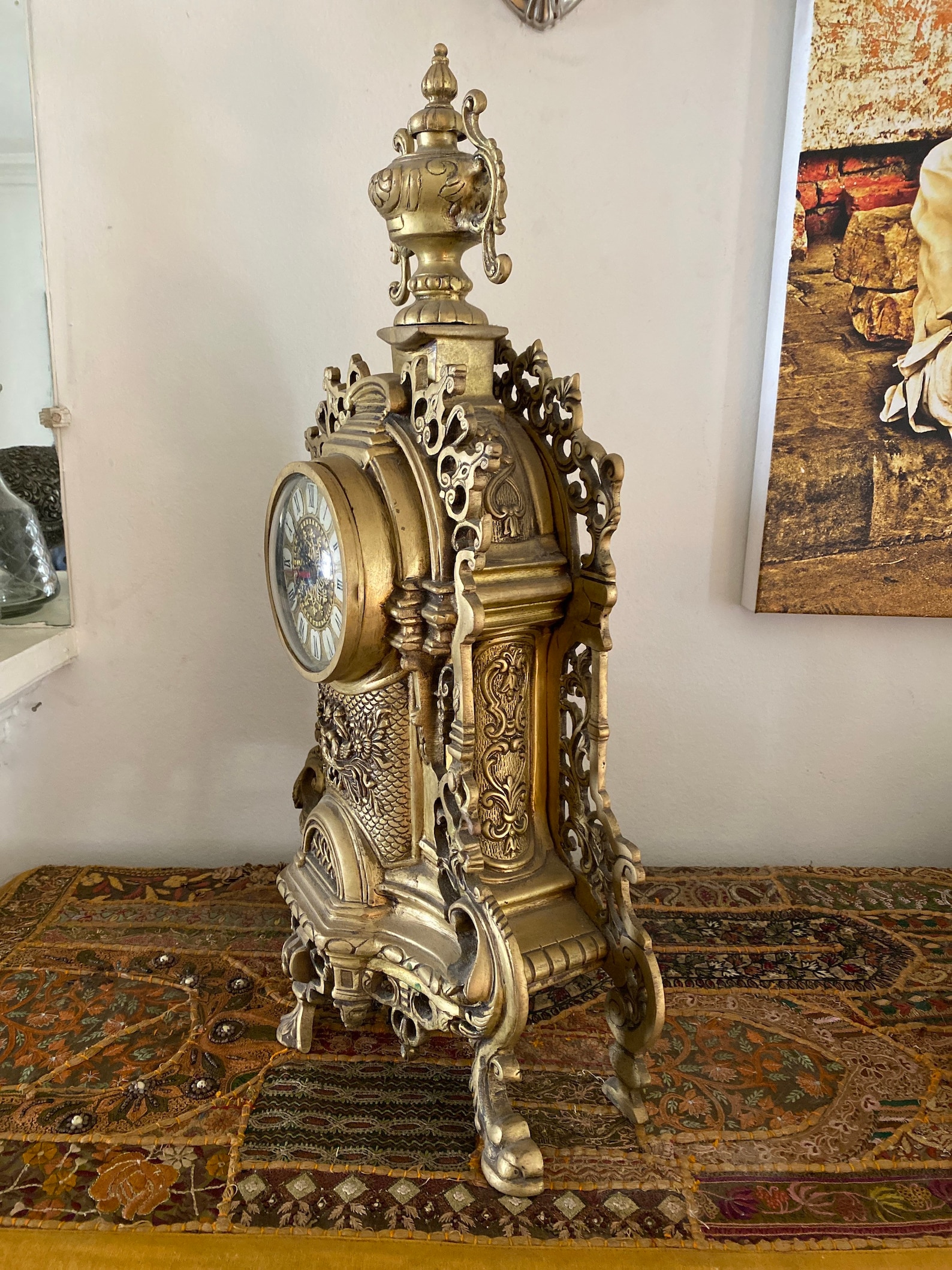 Vintage Large Brass Clock, Standing Clock - Etsy UK