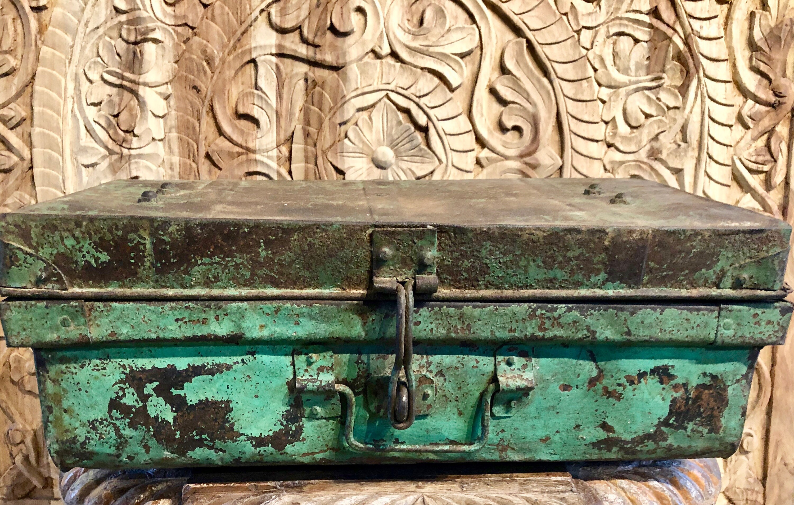 Distress Metal indian vintage Tool box, suitcase, storage, money box ...