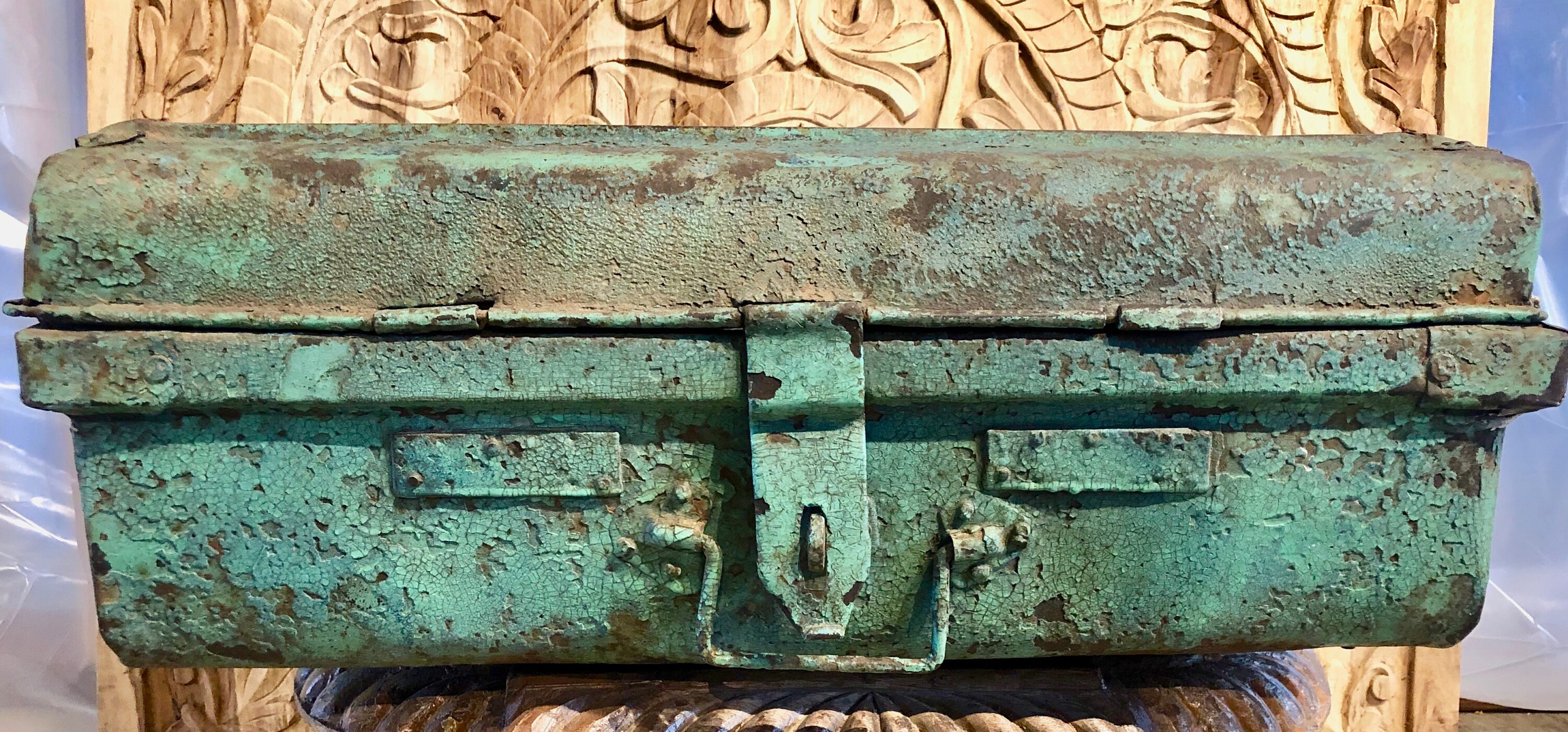 Distress Metal indian vintage Tool box, suitcase, storage, money box ...
