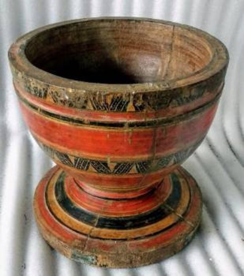 Old Carved Wooden Planter Indian Wooden Ukhali Wooden Pot - Etsy