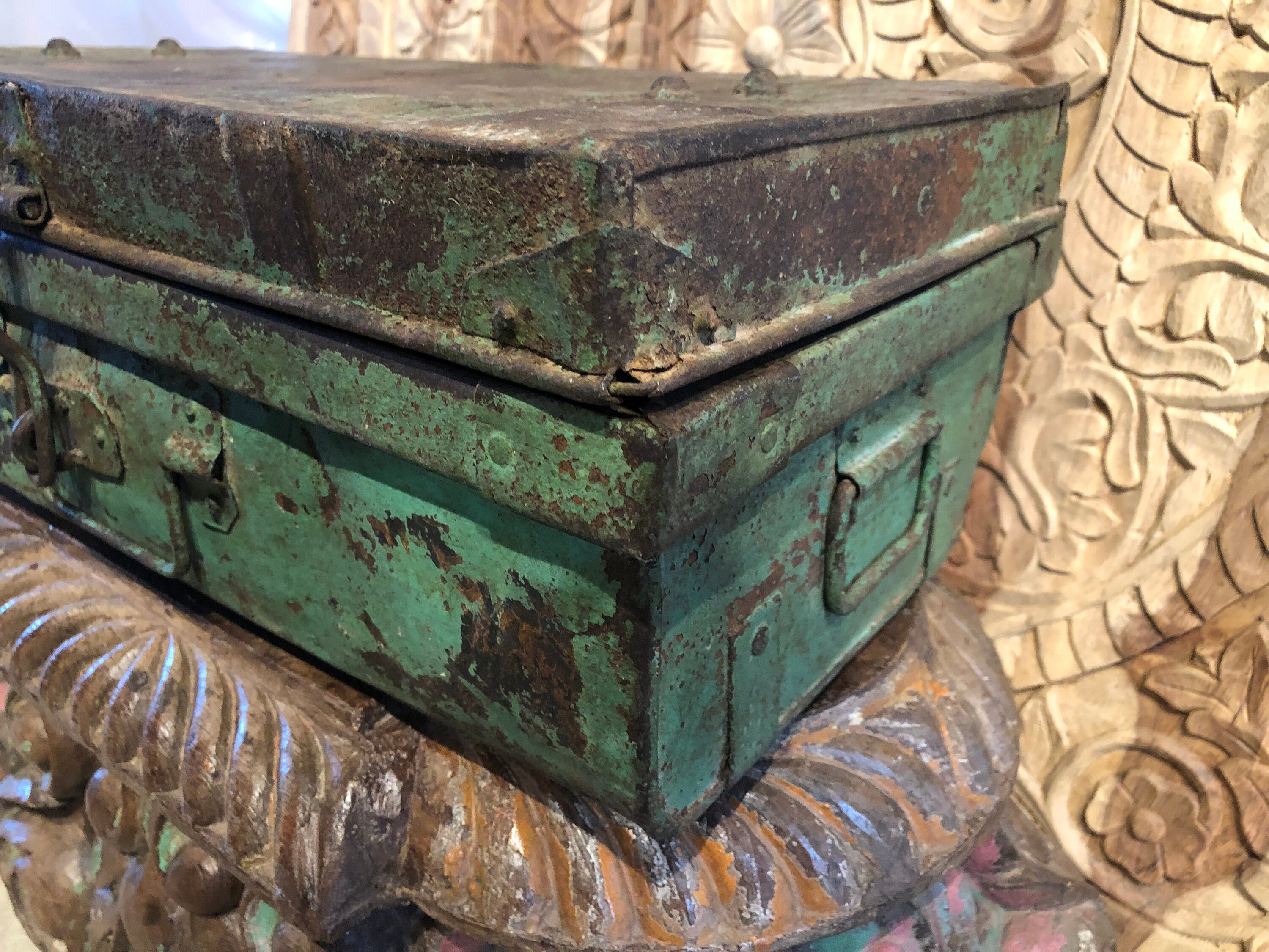 Distress Metal indian vintage Tool box, suitcase, storage, money box ...
