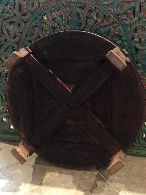 Vintage Ottoman, Chakki, Indian Hand carved grinder table, chakki table ...