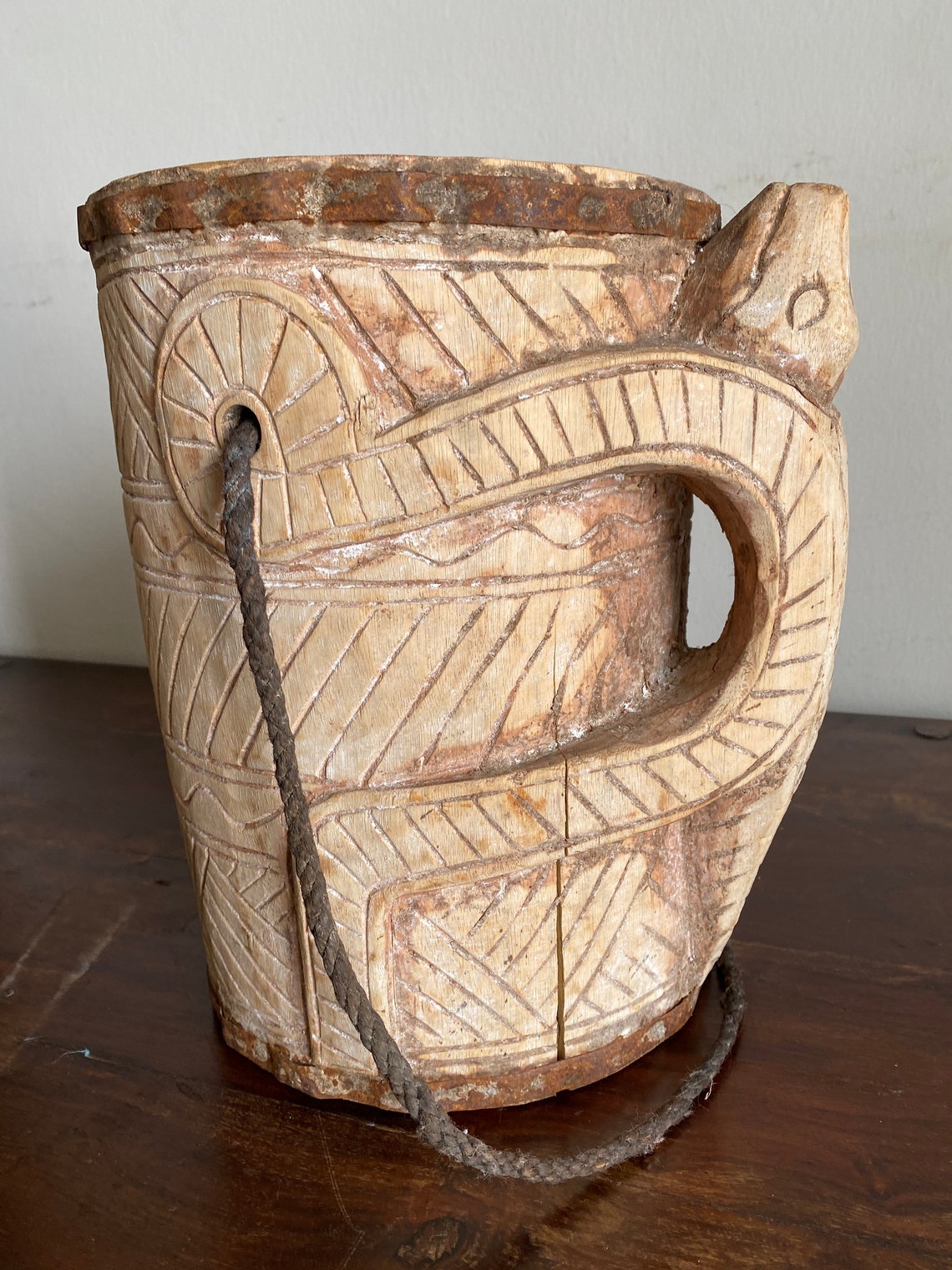 Indian Tribal Wooden Planter Decorative Pot Rustic Wooden - Etsy