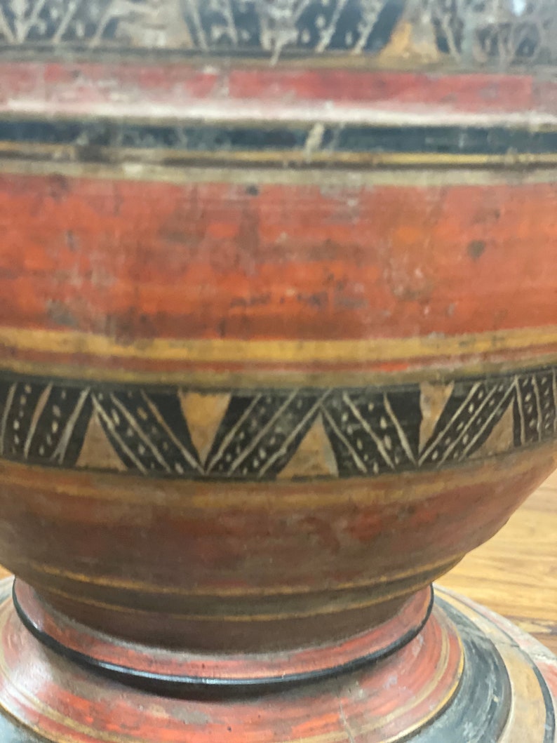 Old Carved Wooden Planter Indian Wooden Ukhali Wooden Pot - Etsy