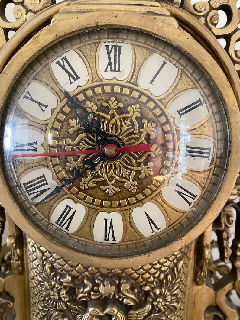 Vintage Large Brass Clock Standing Clock - Etsy